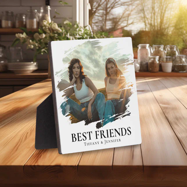 Modern SImple Best Friends Photo & Name Plaque | Zazzle
