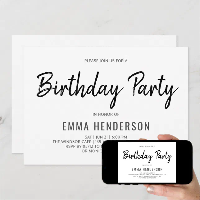 Modern Simple Birthday Party Invitation | Zazzle
