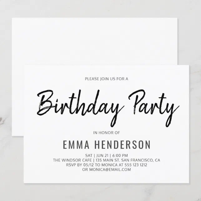 Modern Simple Birthday Party Invitation | Zazzle
