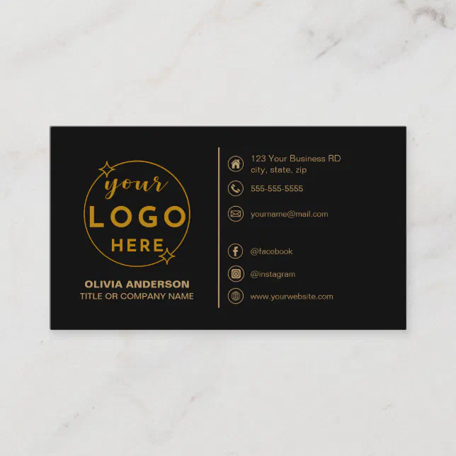 Modern Simple Black Logo Custom Icons Social Media Business Card | Zazzle