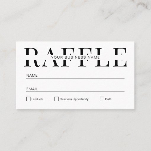 Modern Simple Black & White Business Raffle Ticket | Zazzle