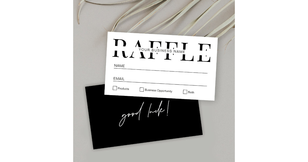 Modern Simple Black & White Business Raffle Ticket | Zazzle