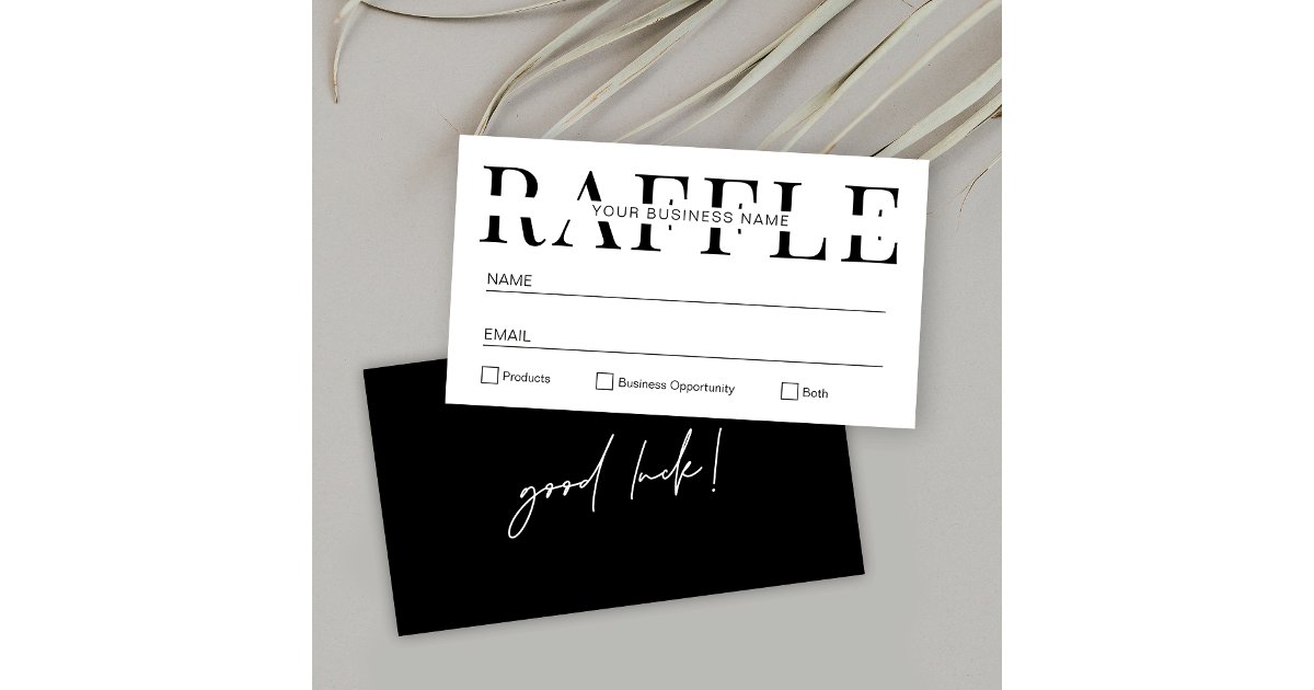 Modern Simple Black & White Business Raffle Ticket | Zazzle
