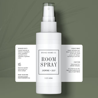 Modern Simple Black White Room Spray Bottle Label | Zazzle
