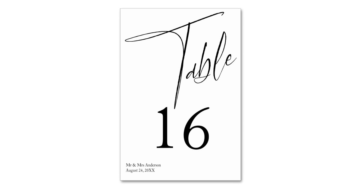 Modern Simple Black & White Table Number | Zazzle