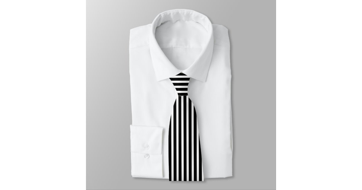 Modern Simple Black & White Vertical Stripes Neck Tie | Zazzle