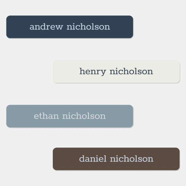 Modern Simple Blue Neutral Waterproof Name Labels | Zazzle