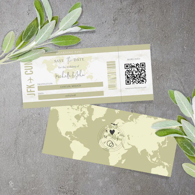 Modern Simple Boarding Pass Destination Wedding Invitation | Zazzle