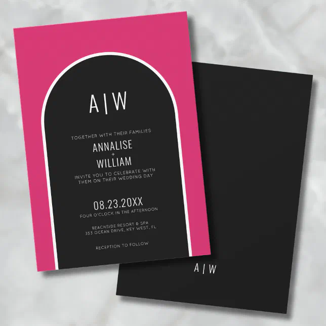 Modern Simple Bold Magenta Pink Wedding Invitation | Zazzle