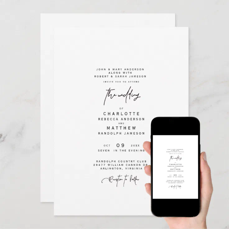 Modern Simple Both Parents Wedding Invitation | Zazzle