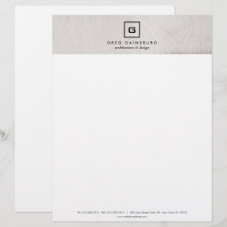 MODERN & SIMPLE BOX LOGO on GRAY WOODGRAIN Letterhead | Zazzle
