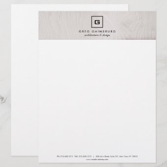 MODERN & SIMPLE BOX LOGO on GRAY WOODGRAIN Letterhead | Zazzle