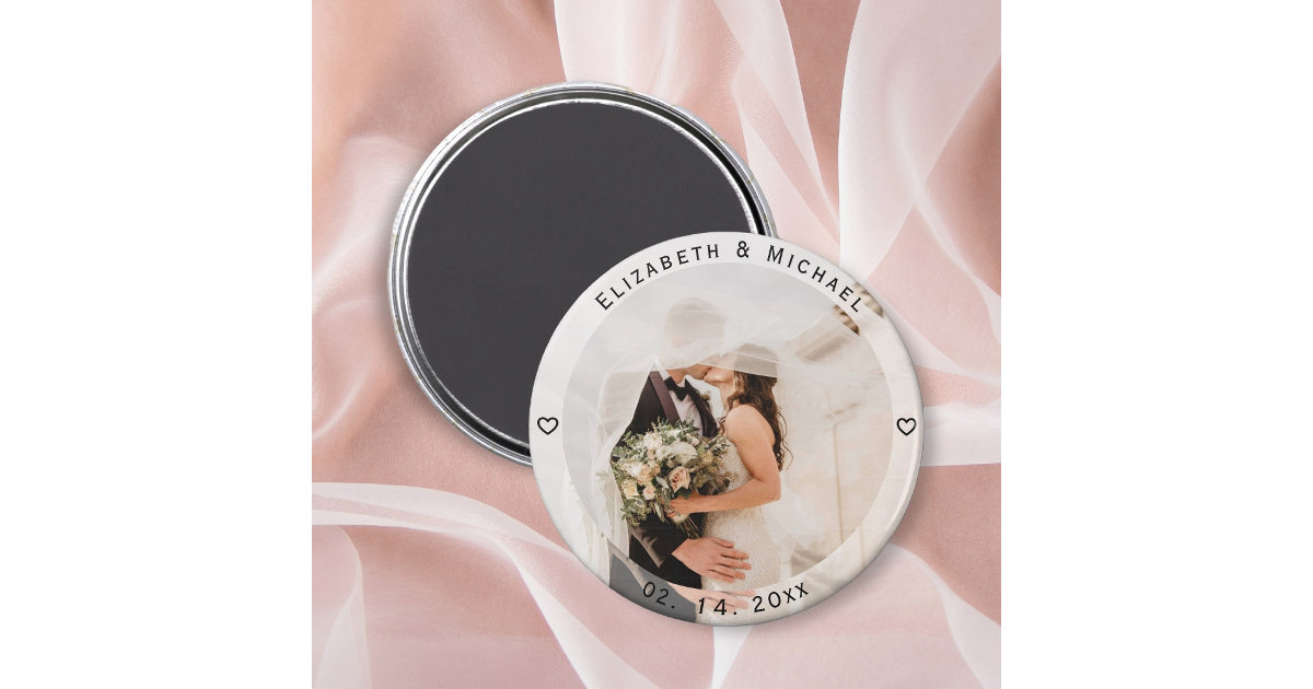 Modern Simple Bride and Groom Photo Wedding Favor Magnet | Zazzle