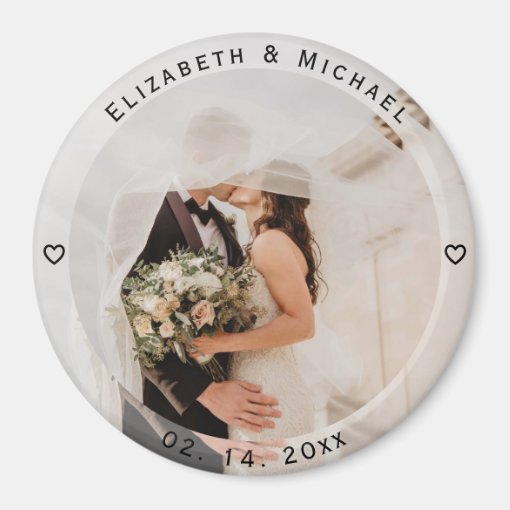 Modern Simple Bride and Groom Photo Wedding Favor Magnet | Zazzle