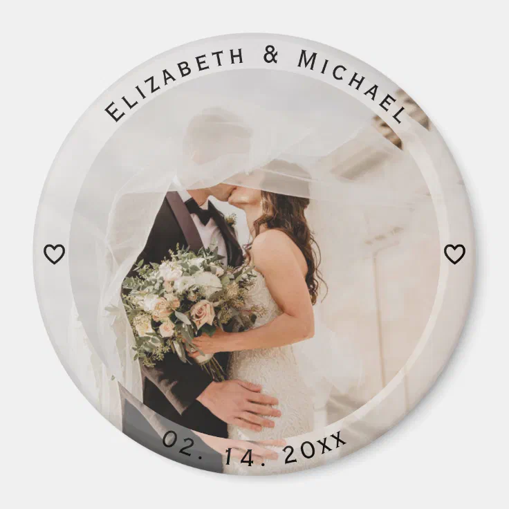Modern Simple Bride and Groom Photo Wedding Favor Magnet | Zazzle