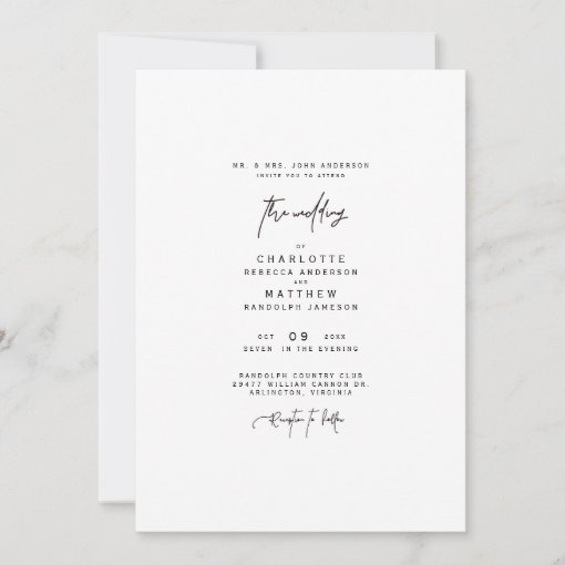 Modern Simple Bride Parents Wedding Invitation | Zazzle