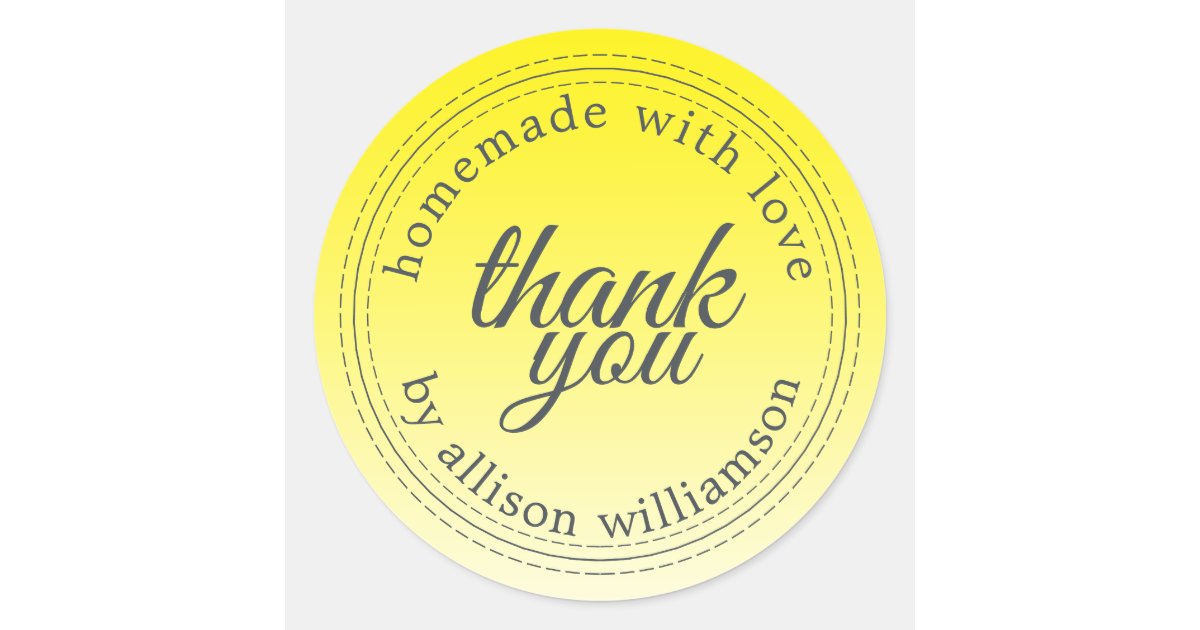 Modern simple bright yellow ombre thank you classic round sticker | Zazzle