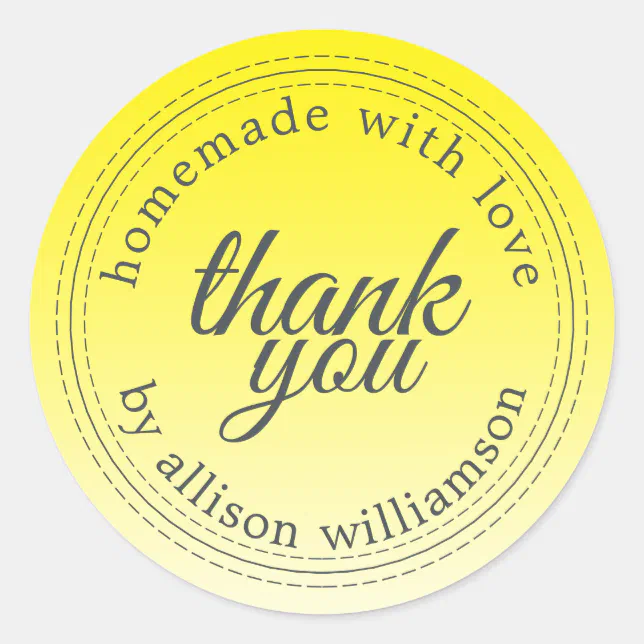 Modern simple bright yellow ombre thank you classic round sticker | Zazzle