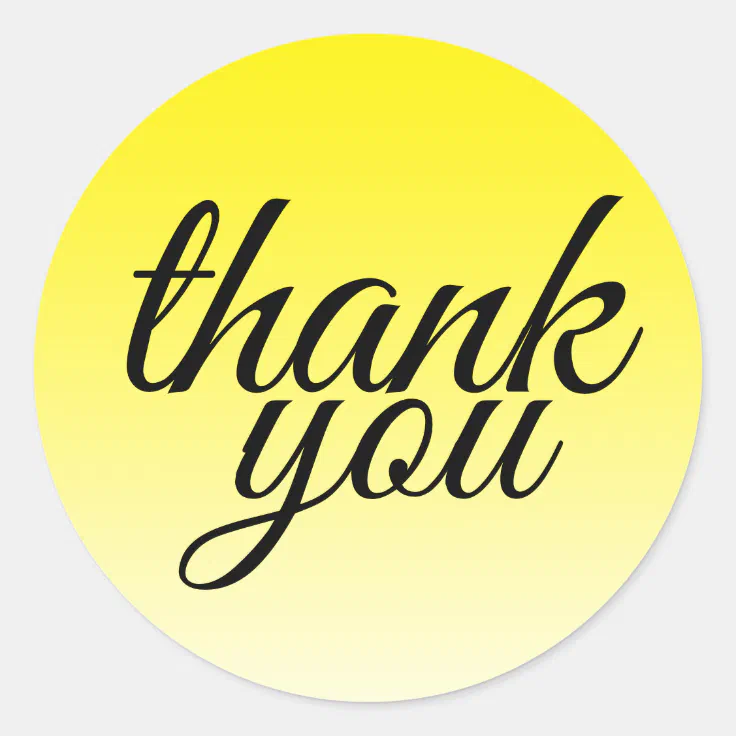 Modern simple bright yellow ombre thank you classic round sticker | Zazzle