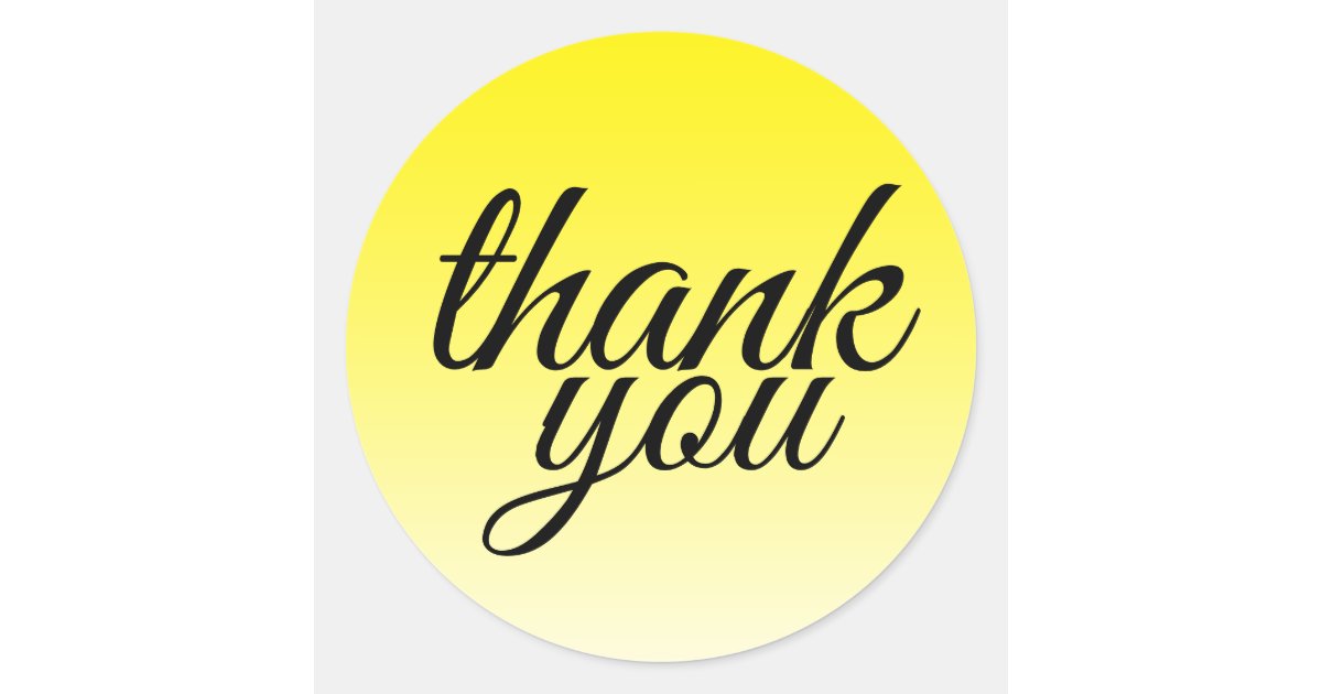 Modern simple bright yellow ombre thank you classic round sticker | Zazzle