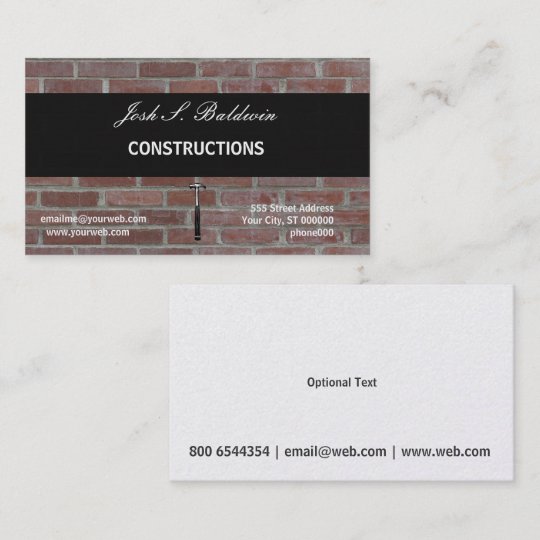 Modern Simple Builder Brick Wall Construction Business Card | Zazzle.com