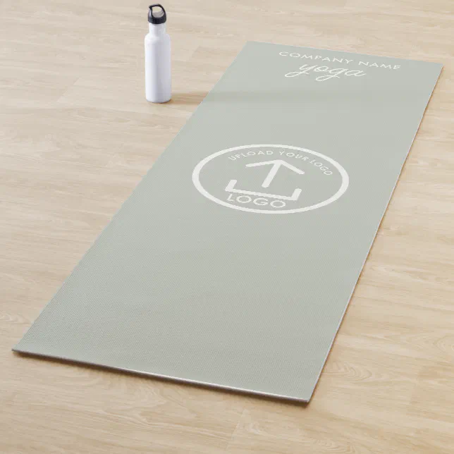 Modern Simple Business Logo Sage Green Gym Yoga Mat | Zazzle