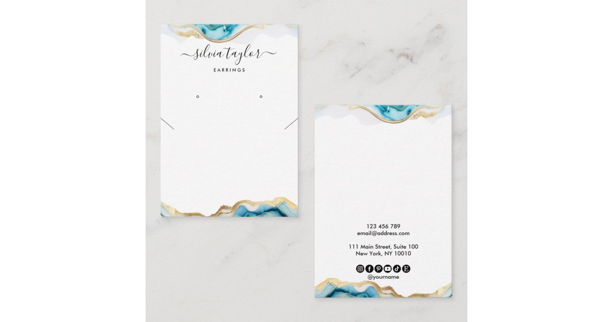 Modern Simple Calligraphy art Earring Necklace Business Card | Zazzle
