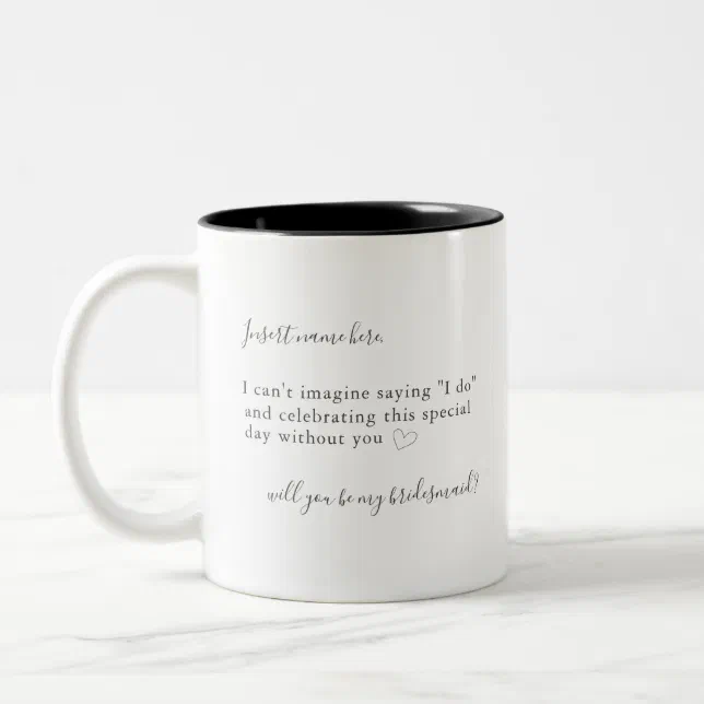Modern Simple Calligraphy Bridesmaid Proposal Two-Tone Coffee Mug | Zazzle