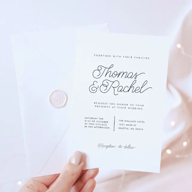Modern Simple Calligraphy Script Wedding Invitation | Zazzle