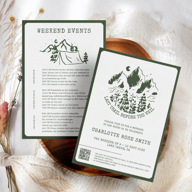Modern Simple Camping Bachelorette Weekend Invitation | Zazzle