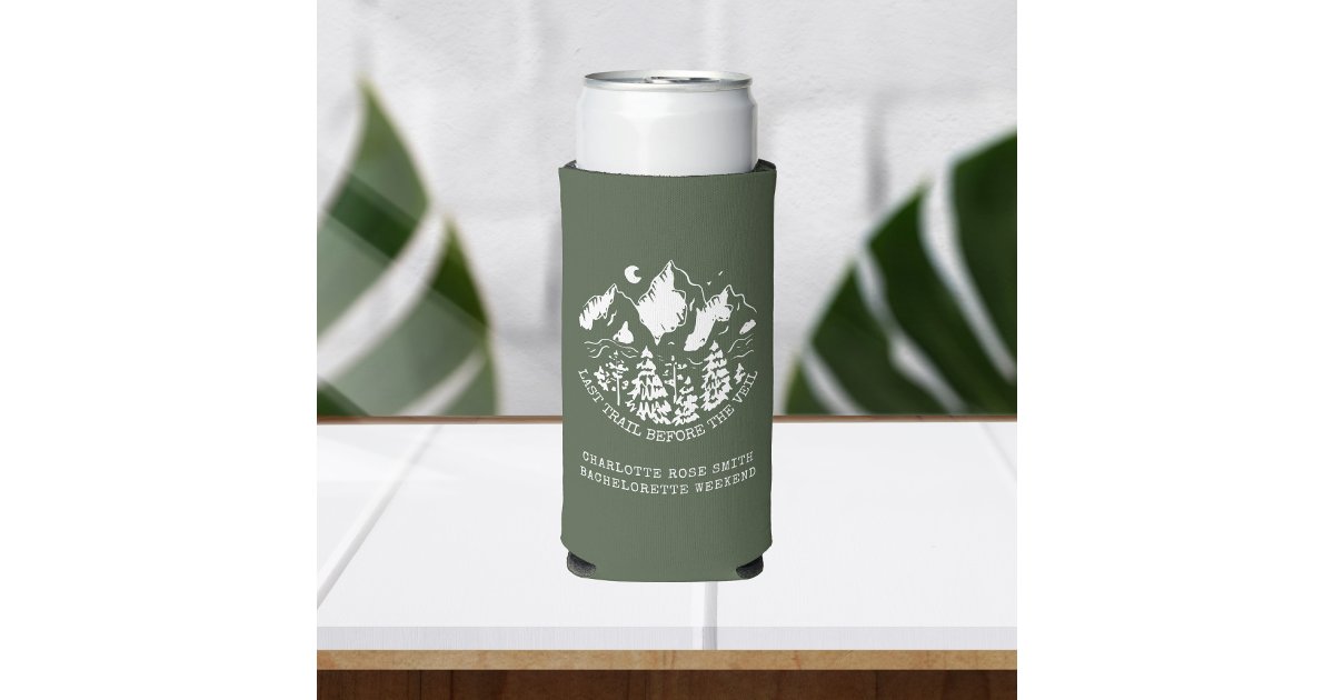 Modern Simple Camping Bachelorette Weekend Seltzer Can Cooler | Zazzle