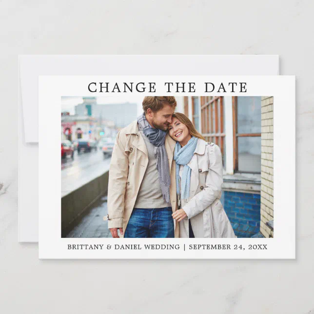 Modern Simple Change The Date New Date Card | Zazzle