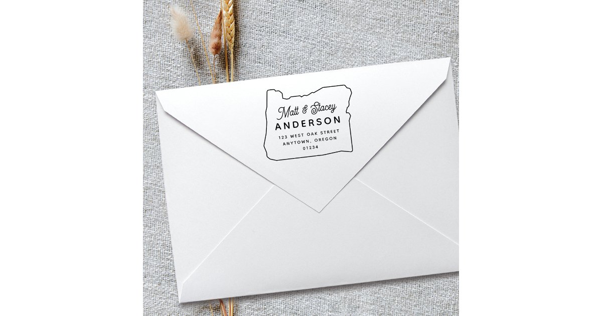 Modern Simple Chic OREGON State Return Address Rubber Stamp | Zazzle