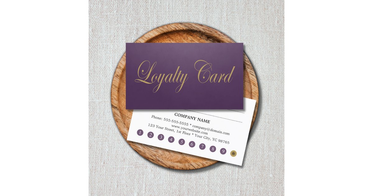 Modern Simple Chic Purple Faux Gold Loyalty Card | Zazzle