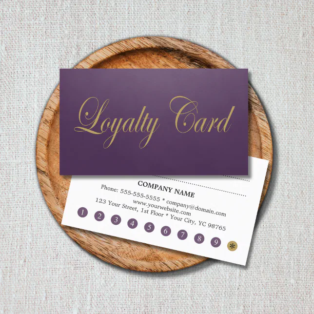 Modern Simple Chic Purple Faux Gold Loyalty Card | Zazzle