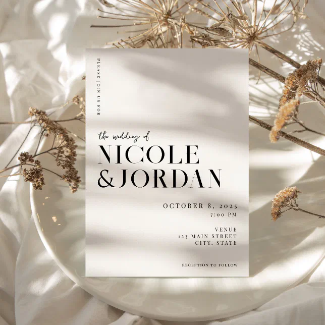 Modern Simple Chic Wedding Invitation | Zazzle