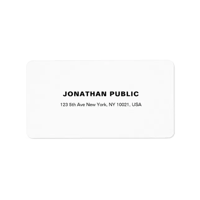 Modern Simple Chic White Plain Creative Address Label | Zazzle
