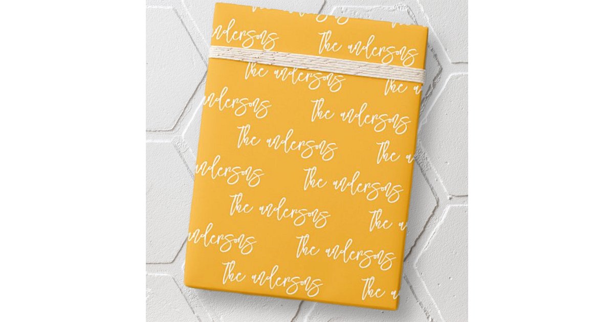 Modern Simple Chic Your Family Name Pattern Wrapping Paper | Zazzle
