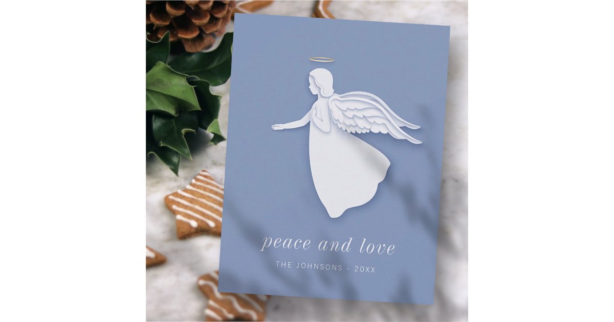 Modern Simple Christmas Angel Holiday Card | Zazzle
