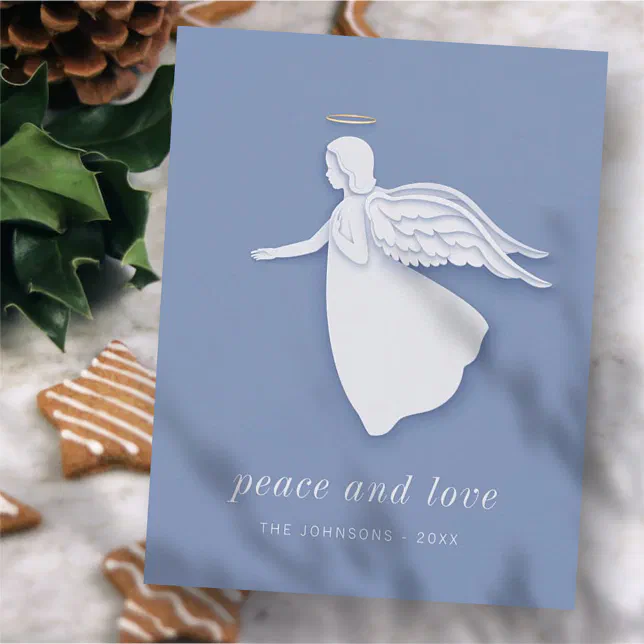 Modern Simple Christmas Angel Holiday Card | Zazzle