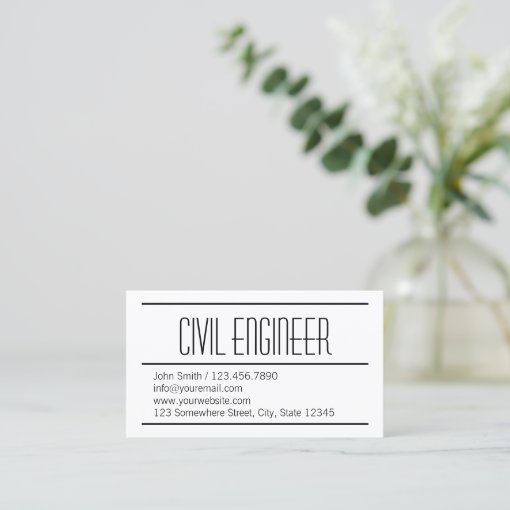 Modern Simple Civil Engineer Business Card | Zazzle