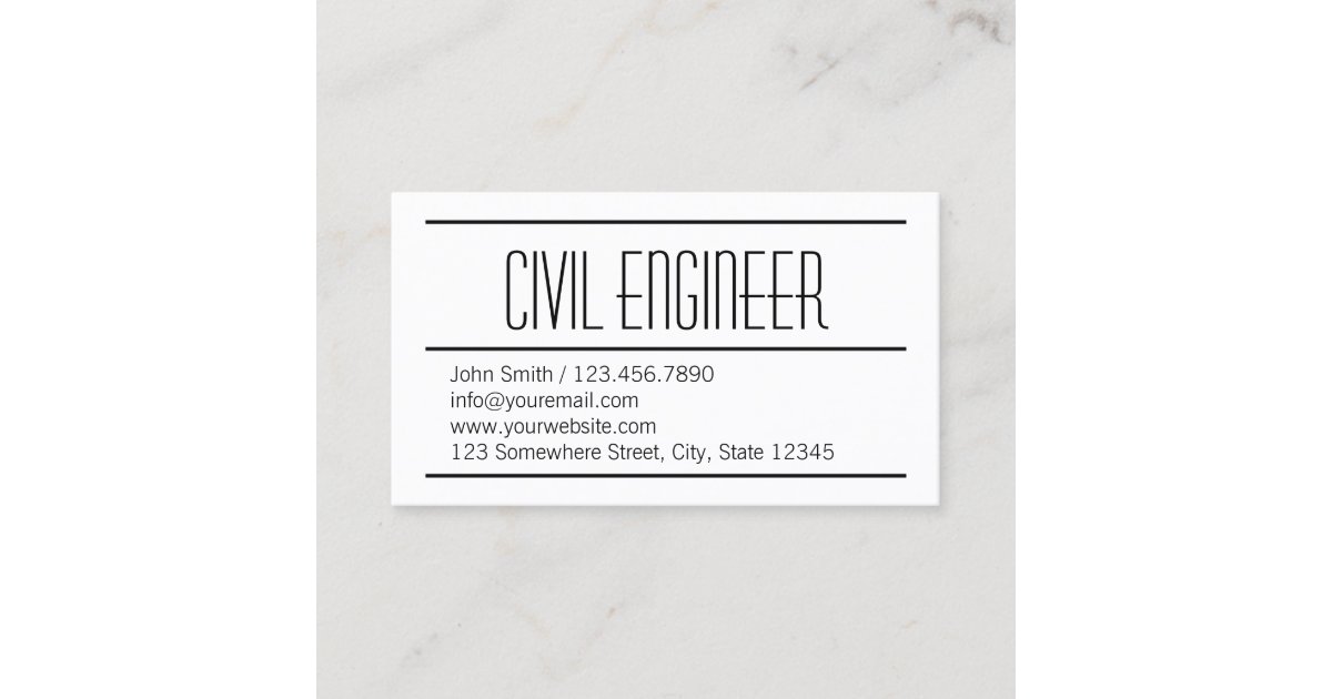Modern Simple Civil Engineer Business Card | Zazzle