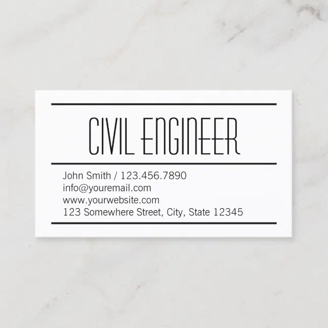 Modern Simple Civil Engineer Business Card | Zazzle