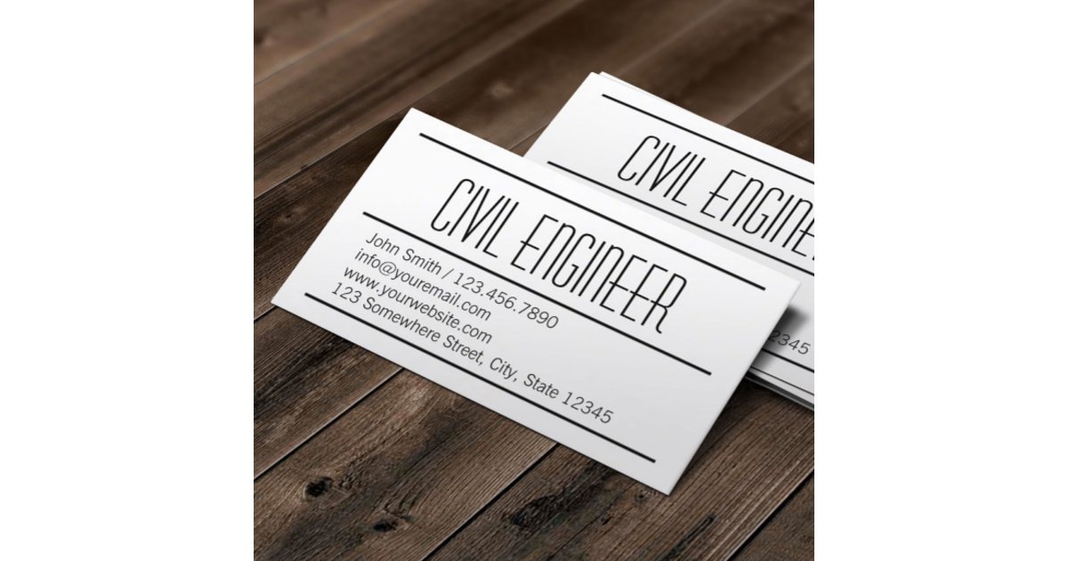 Modern Simple Civil Engineer Business Card | Zazzle