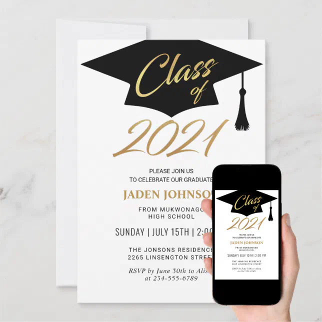 Modern Simple Class of 2021 Graduation Party Invitation | Zazzle