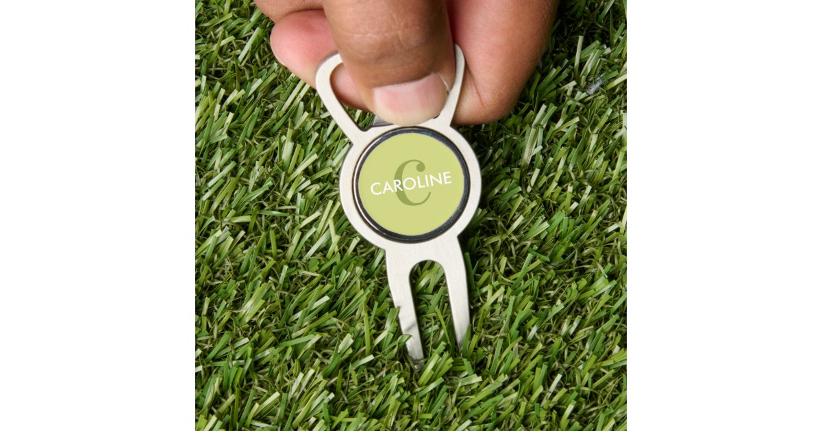 Modern Simple Classic Initial Green Golf Divot Tool | Zazzle