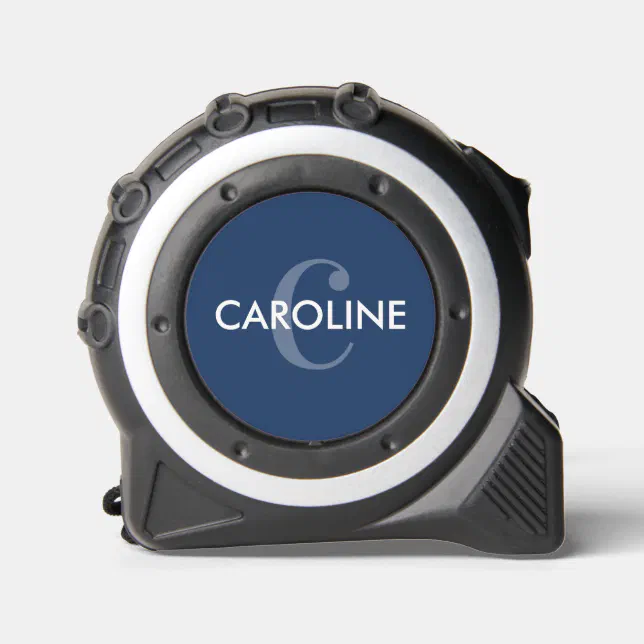 Modern Simple Classic Initial Navy Blue Tape Measure | Zazzle