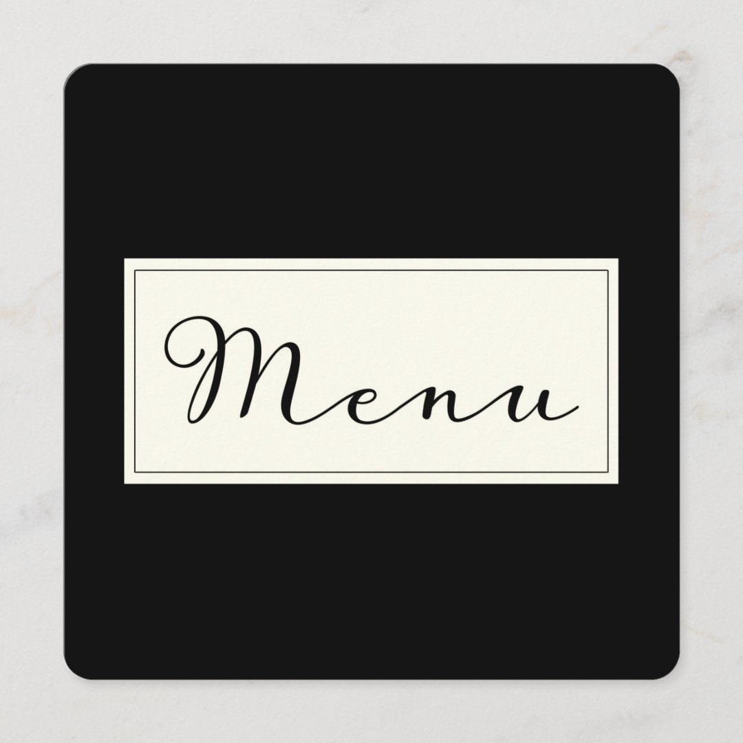 Modern simple classic menu card black DIY | Zazzle