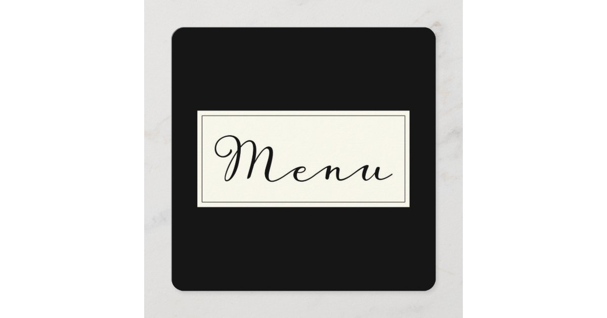 Modern simple classic menu card black DIY | Zazzle
