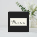Modern simple classic menu card black DIY | Zazzle